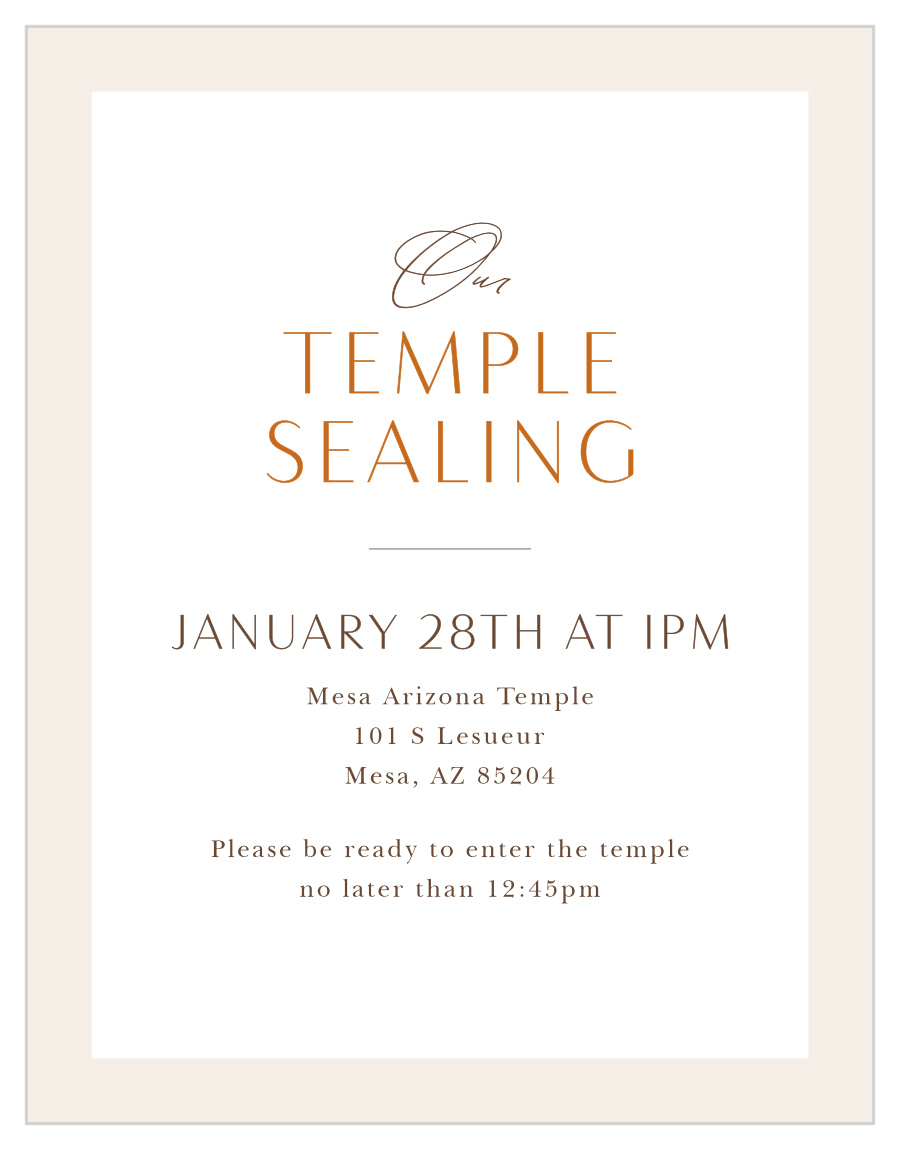 Formal Type LDS Temple Sealing Cards by Basic Invite