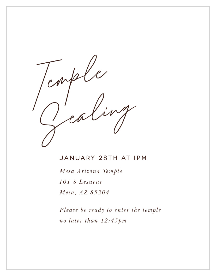 Names in Script LDS Temple Sealing Cards by Basic Invite