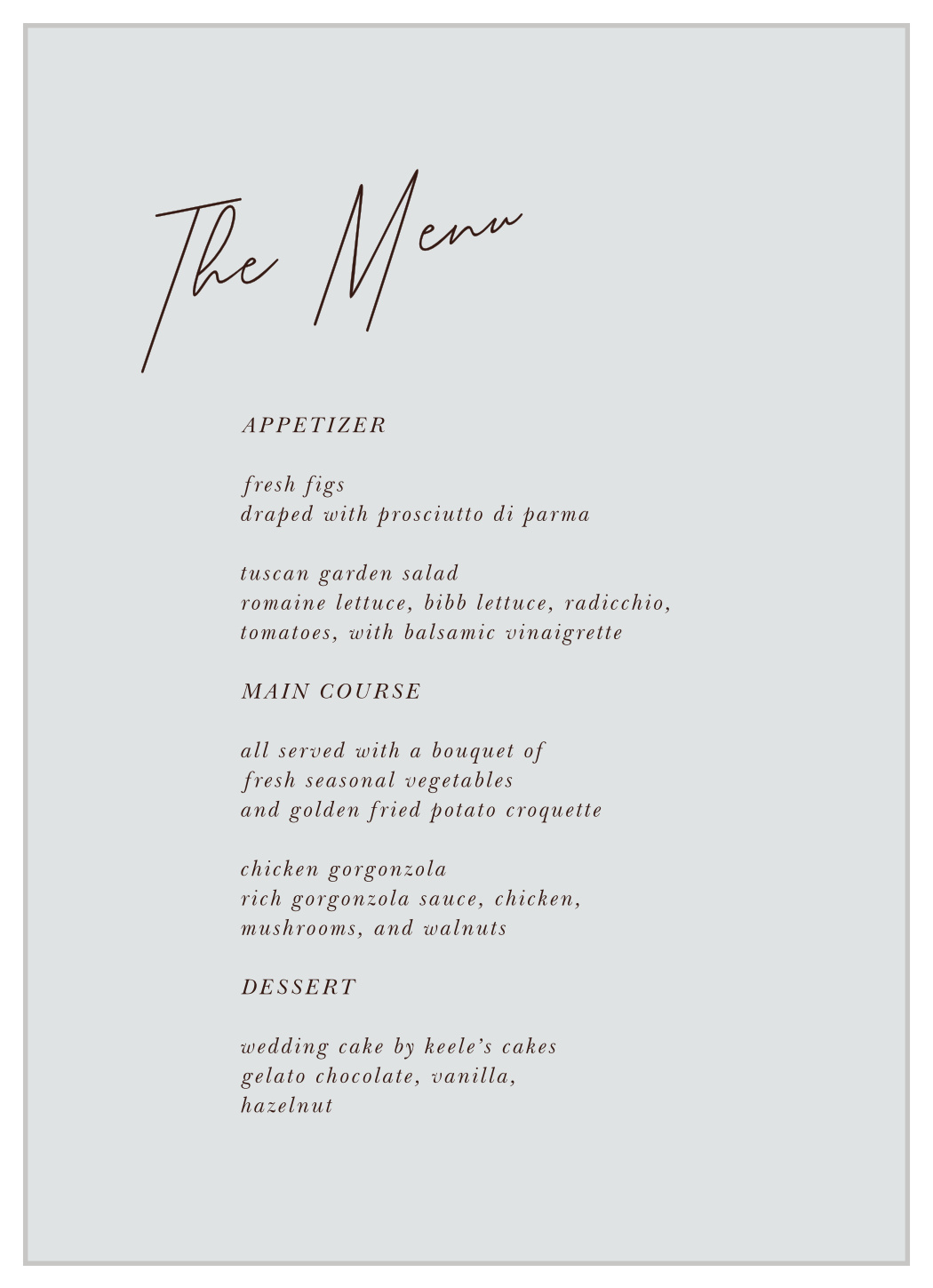 Names in Script LDS Wedding Menus by Basic Invite