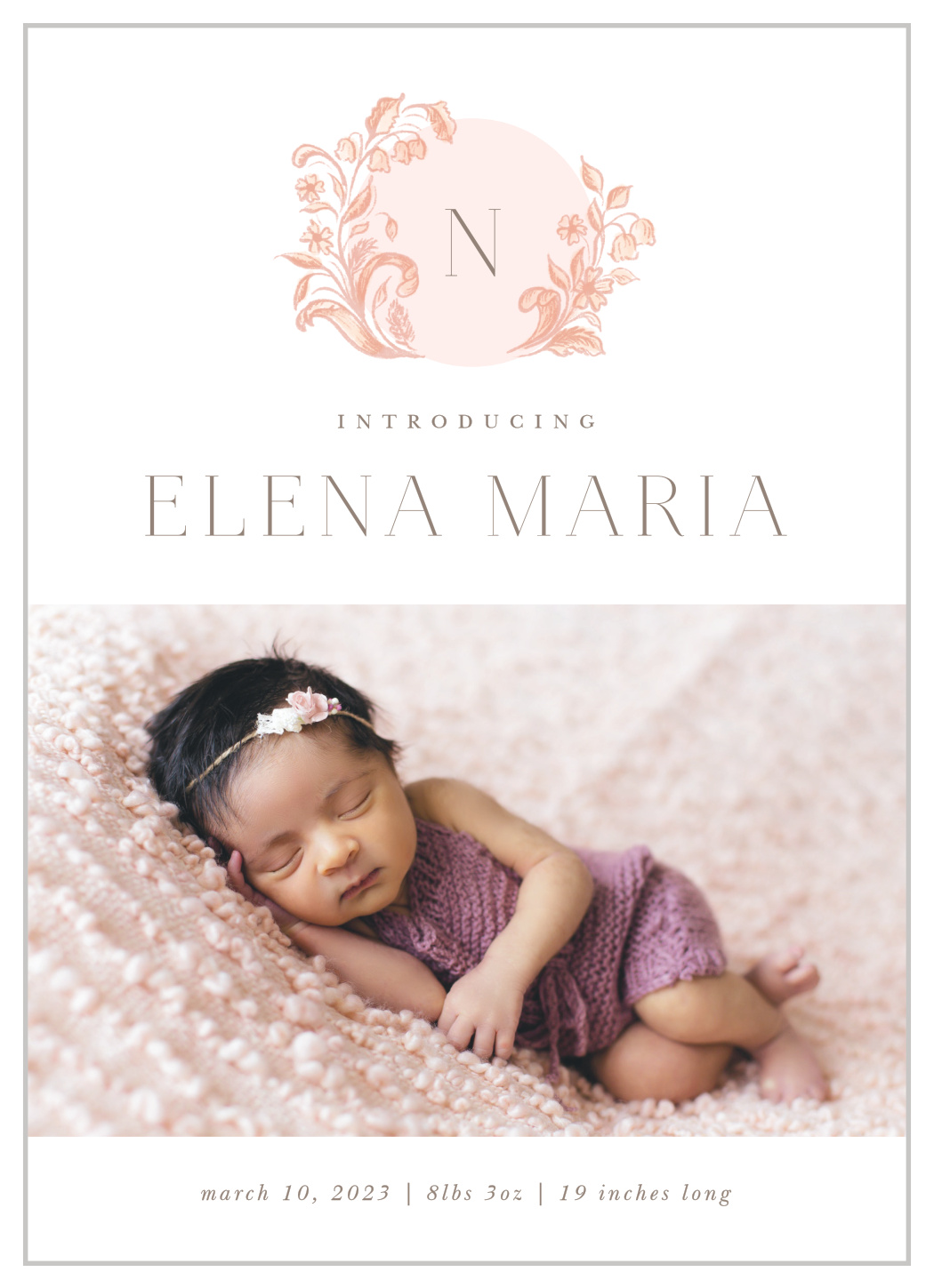 Antique Monogrammed Birth Announcements by Basic Invite