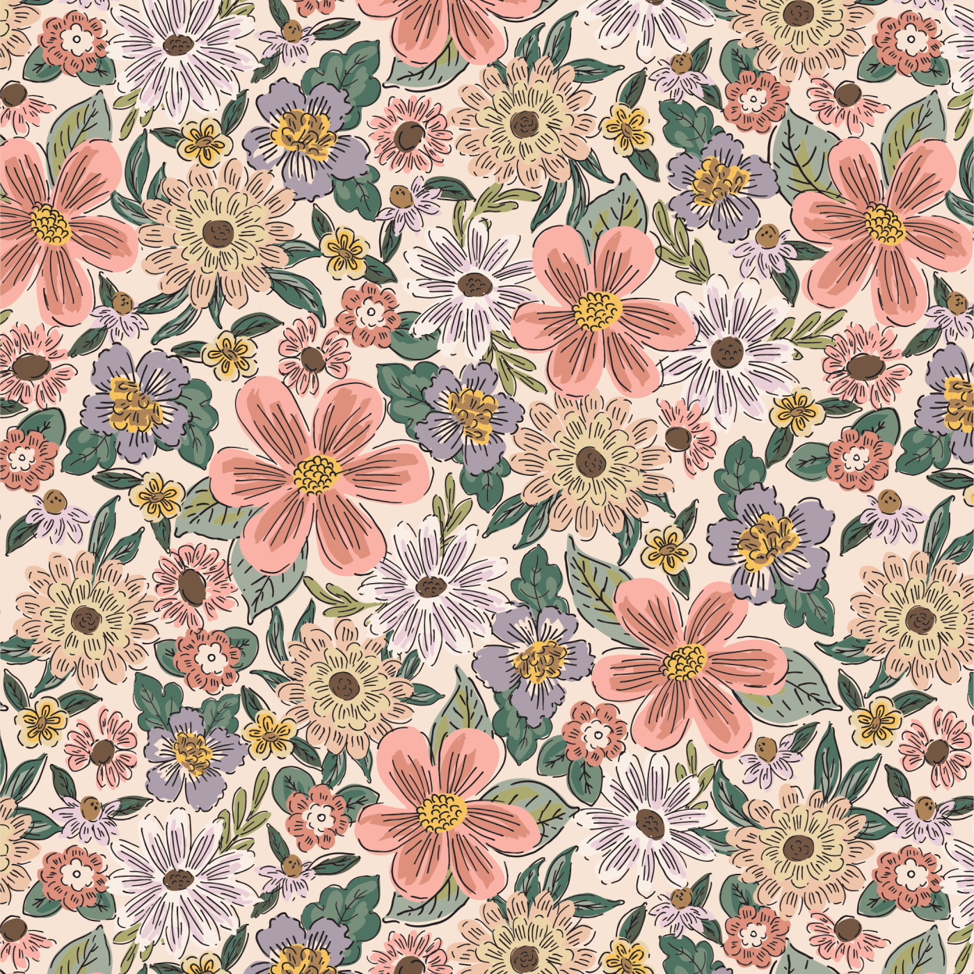 Doodle Blooms Peel and Stick Wallpaper | Love vs. Design