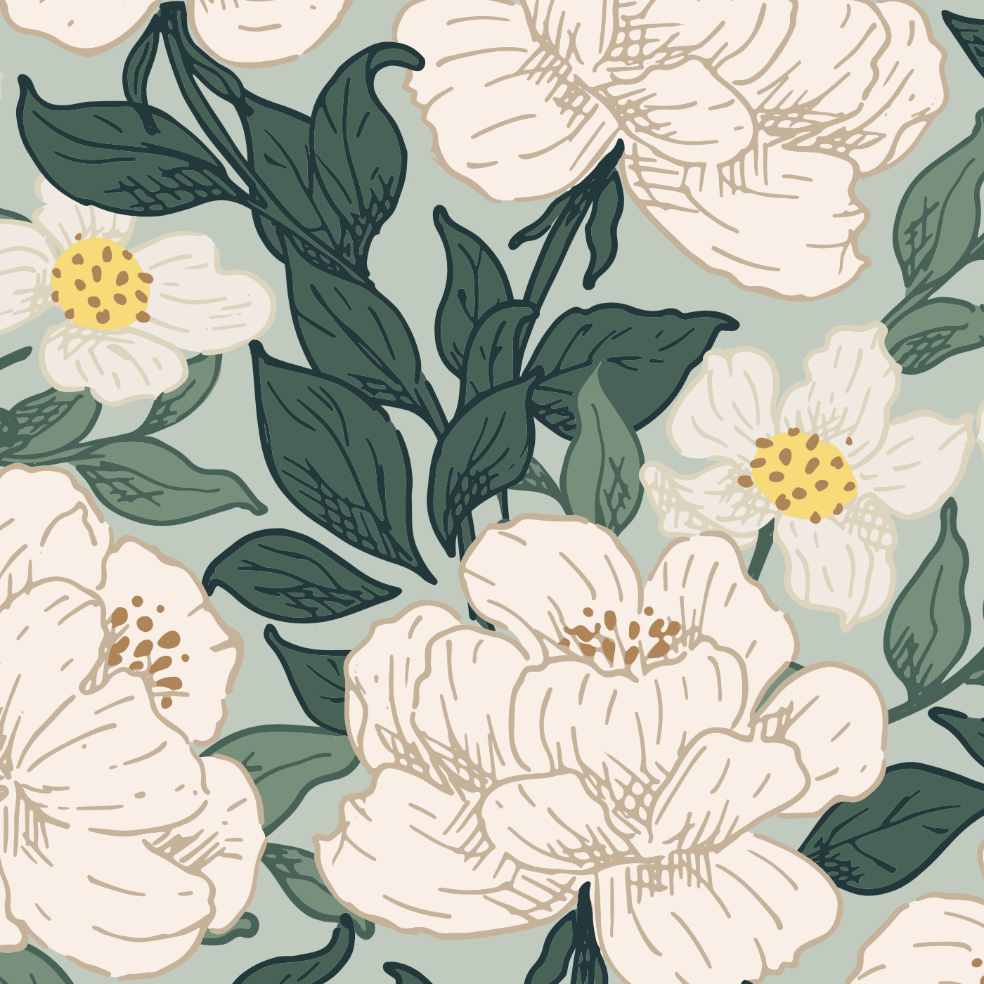 Starlings & Camellias Peel and Stick Removable Wallpaper | Love vs. Design