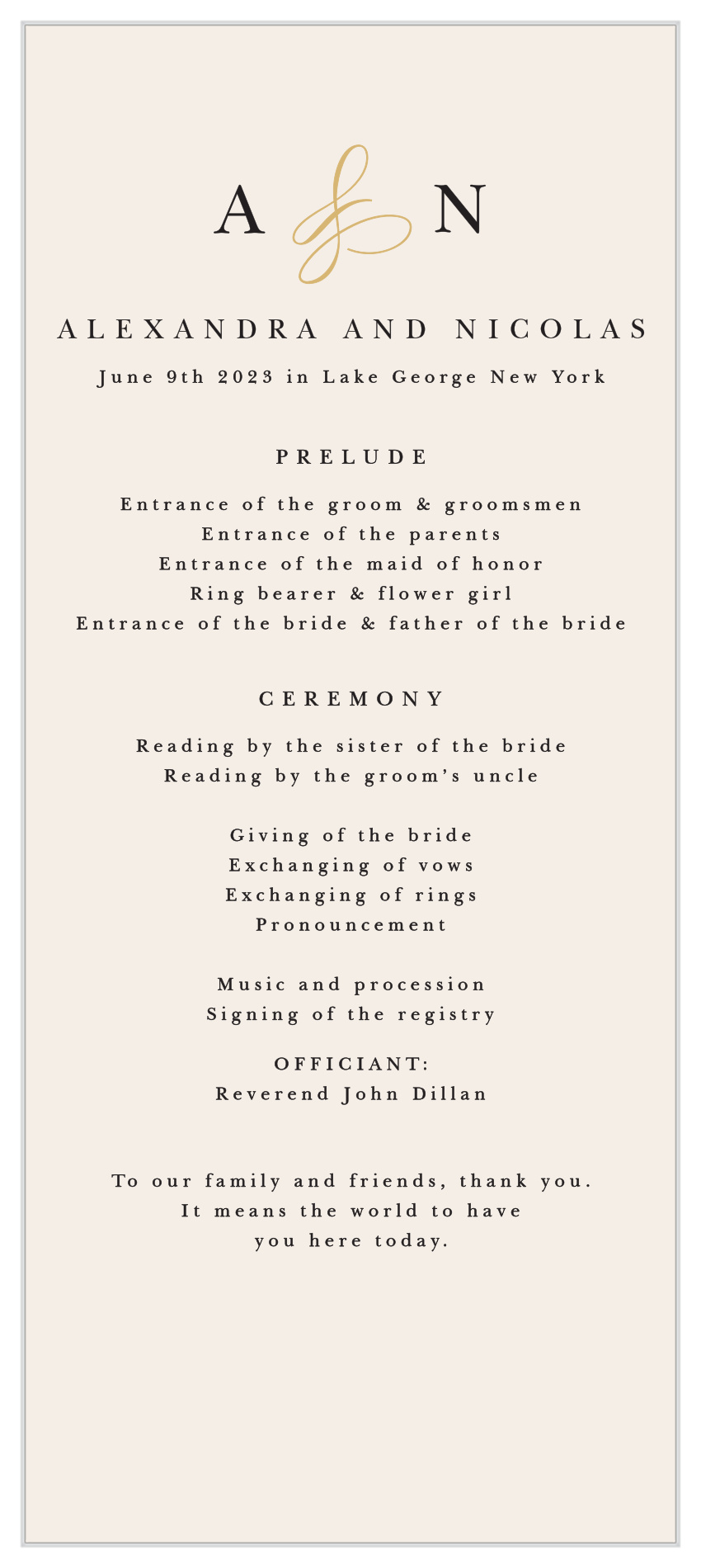 Modern Monogram Tea Wedding Programs by Basic Invite