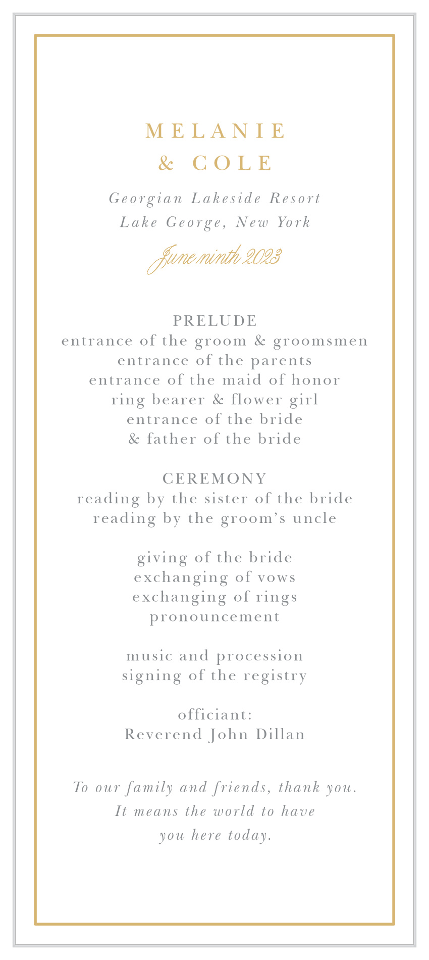 Completely Centered Tea Wedding Programs by Basic Invite