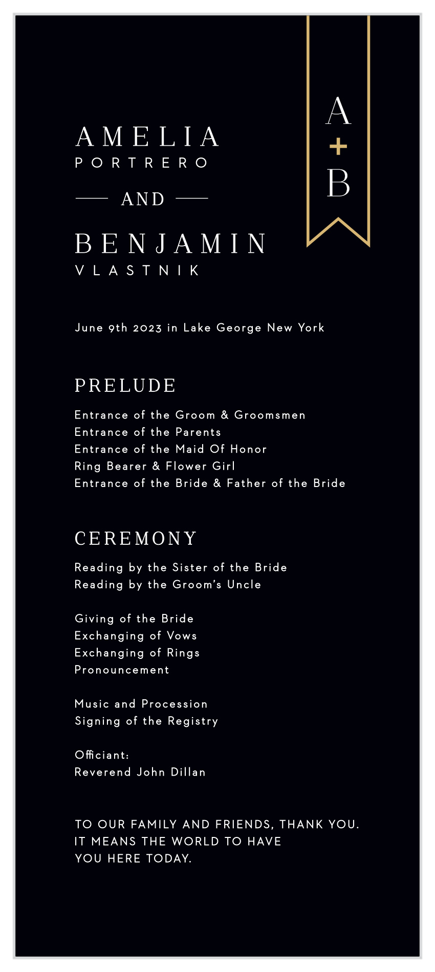 Minimalist Banner Tea Wedding Programs by Basic Invite