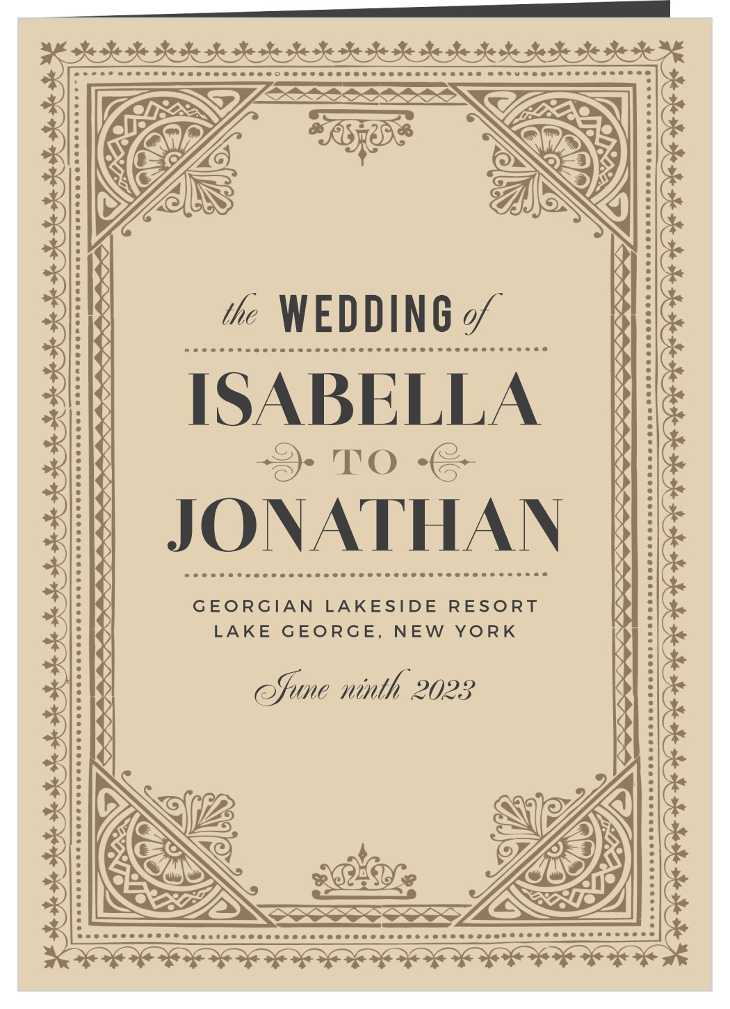 Vintage Admission Folded Wedding Programs by Basic Invite