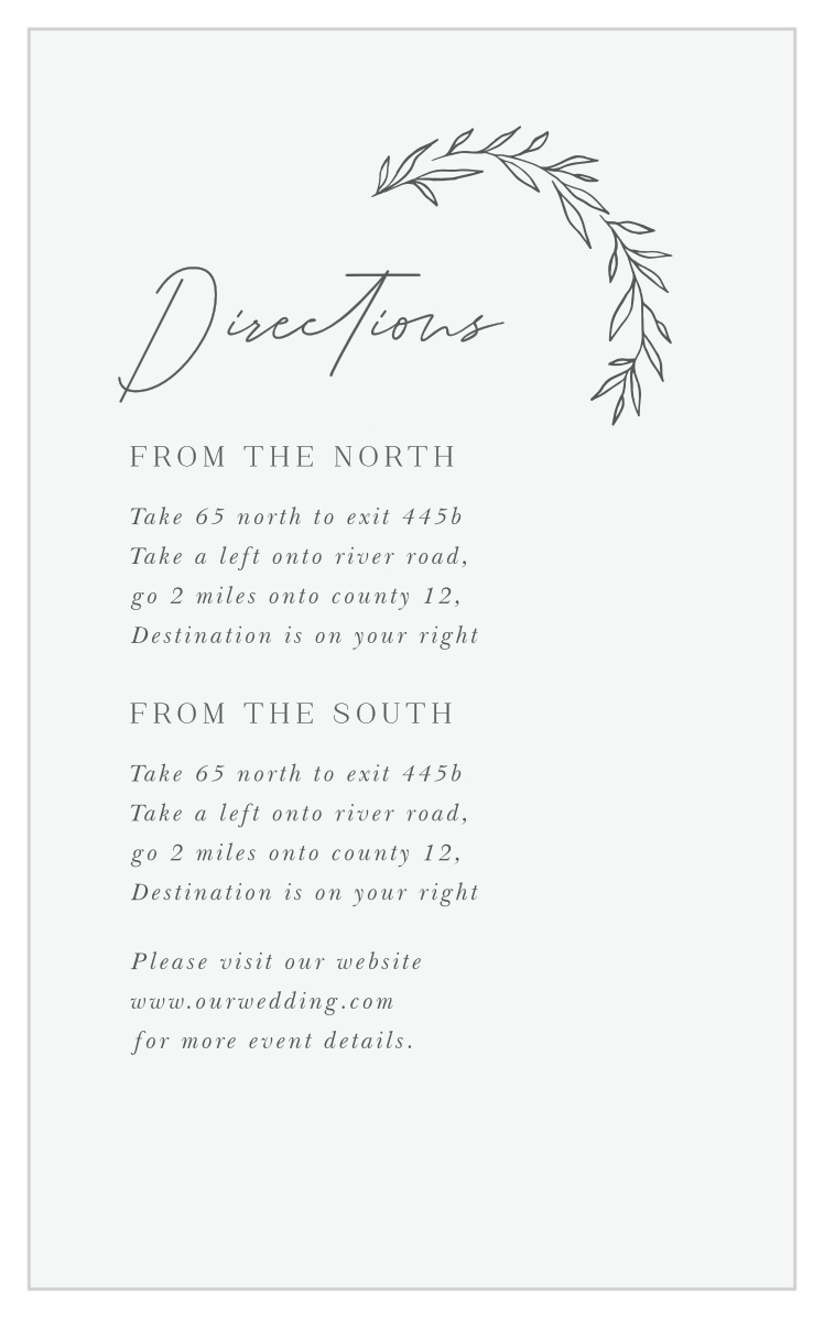 Leafy Monogram LDS Direction Cards by Basic Invite