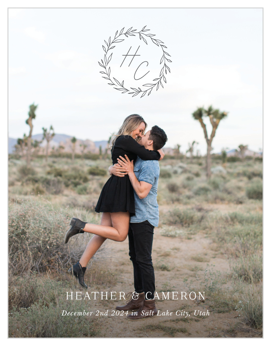 Leafy Monogram LDS Save the Date Cards by Basic Invite