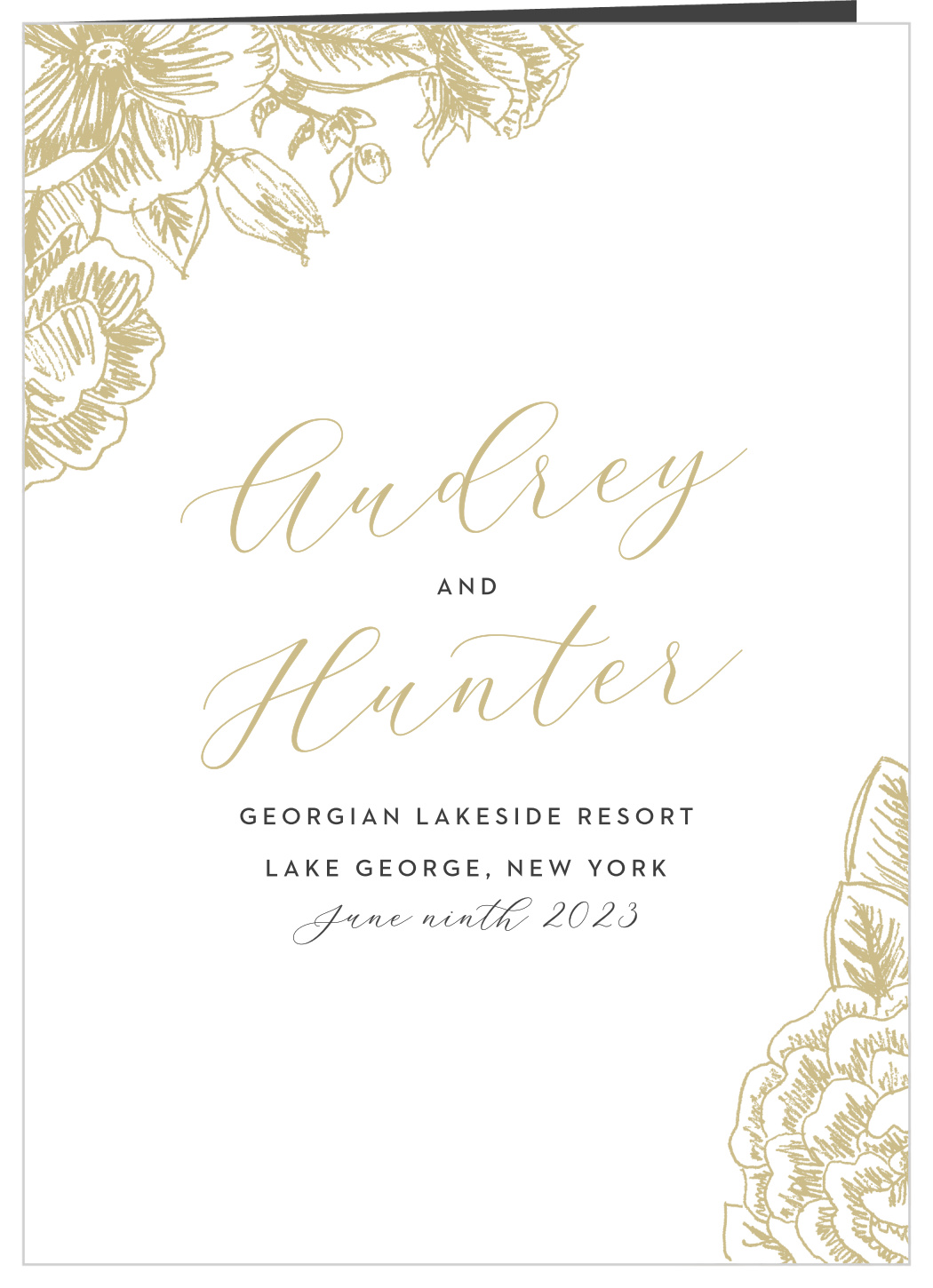 Golden Wildflowers Folded Wedding Programs by Basic Invite