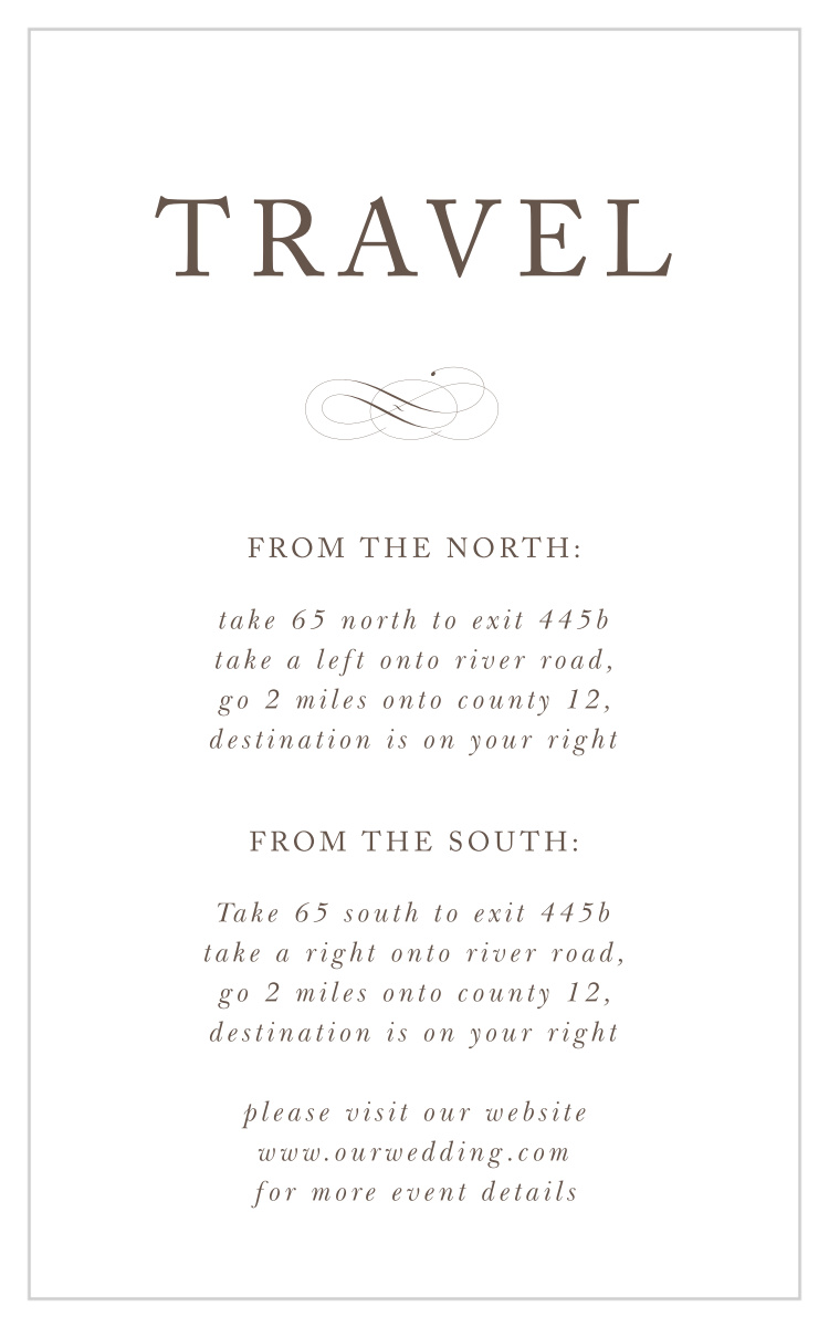 Charming Script Direction Cards by Basic Invite