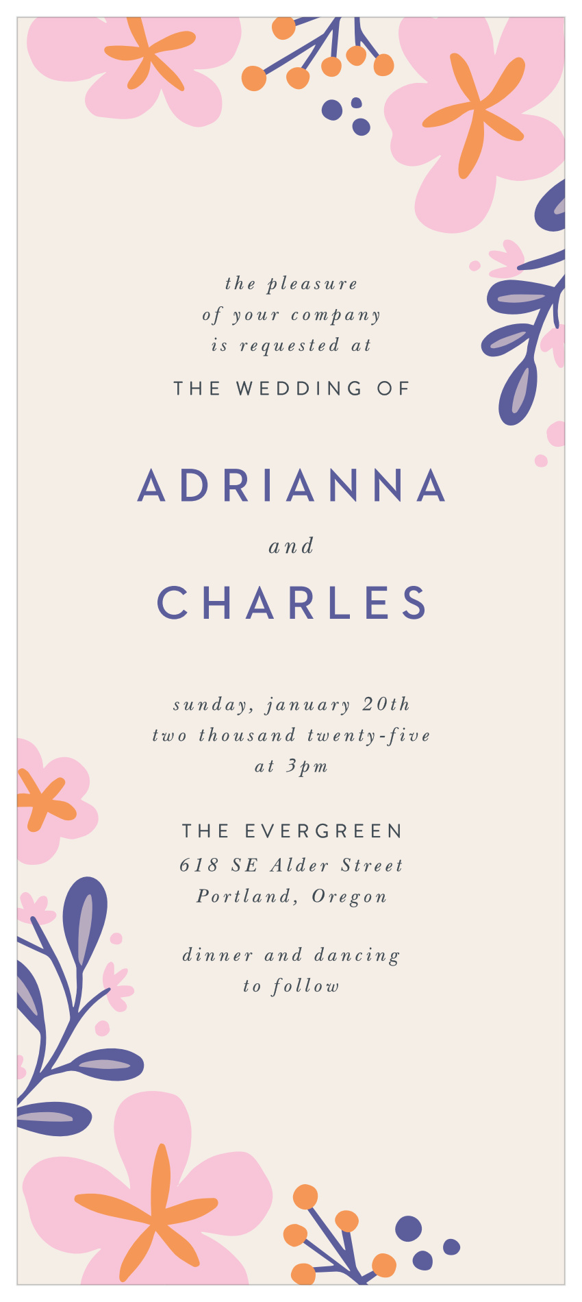 Fluid Florals Tea Wedding Invitations by Basic Invite