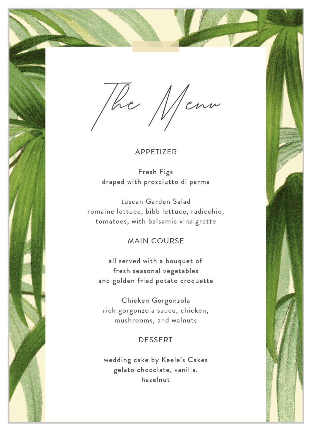 Painted Palm Wedding Menus by Basic Invite