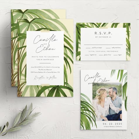 Painted Palm Wedding Invitations by Basic Invite