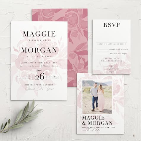 Fresh Peonies Wedding Invitations by Basic Invite