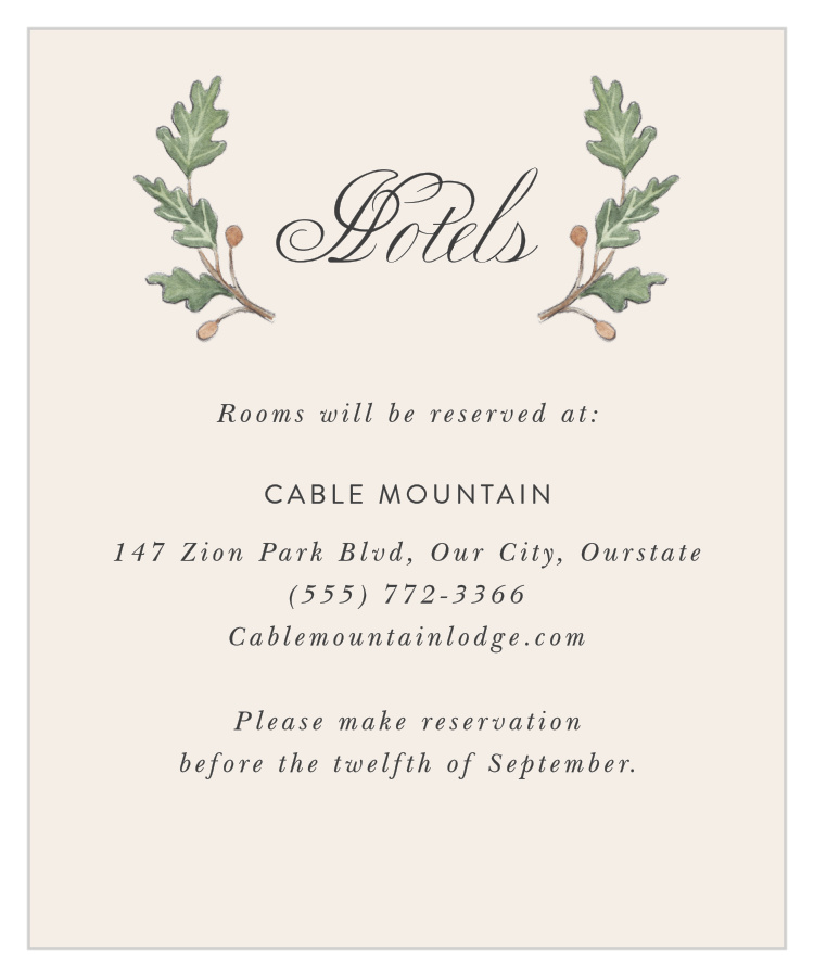 Oak Leaves Accommodation Cards by Basic Invite