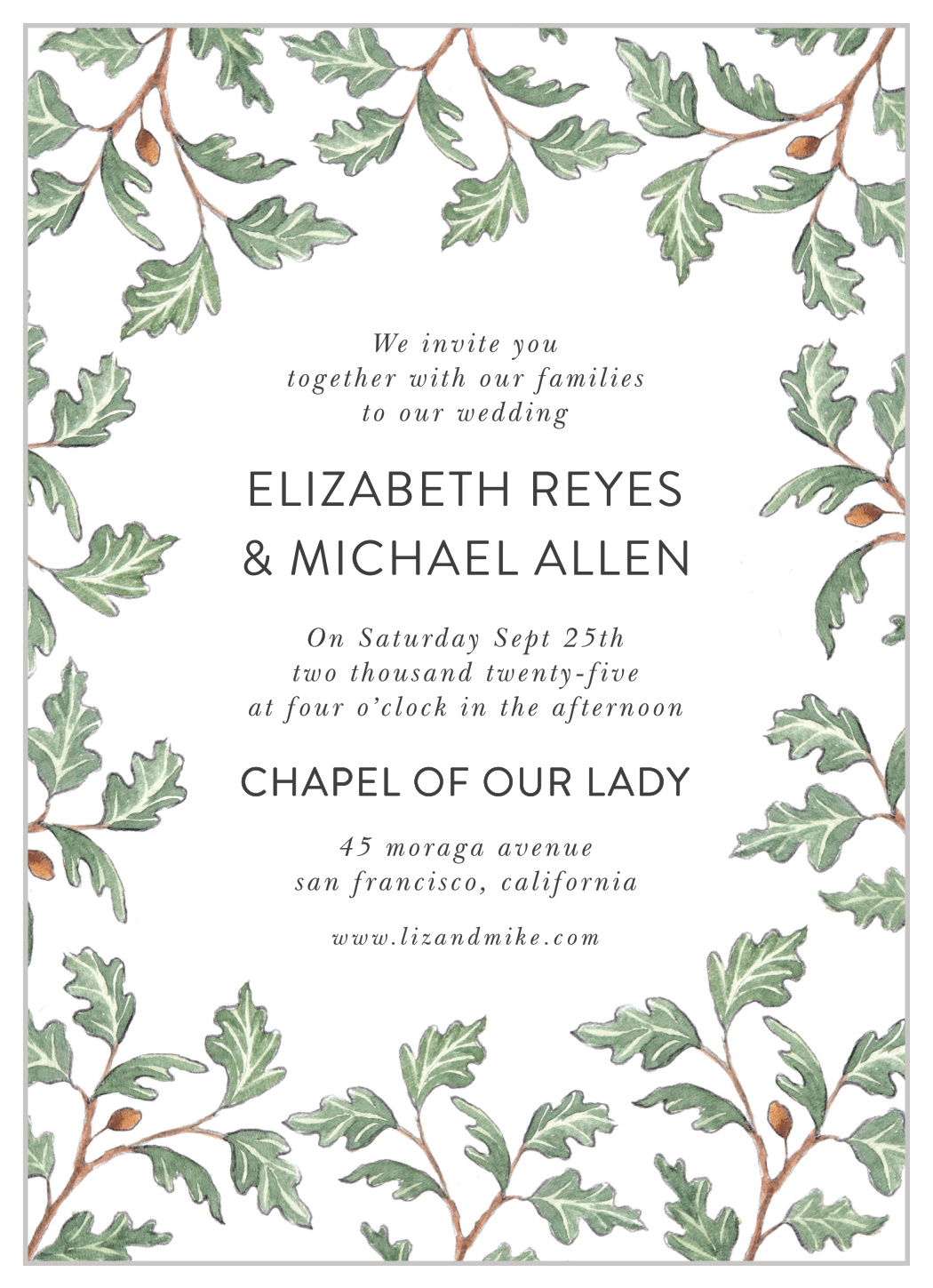 Oak Leaves Wedding Invitations by Basic Invite