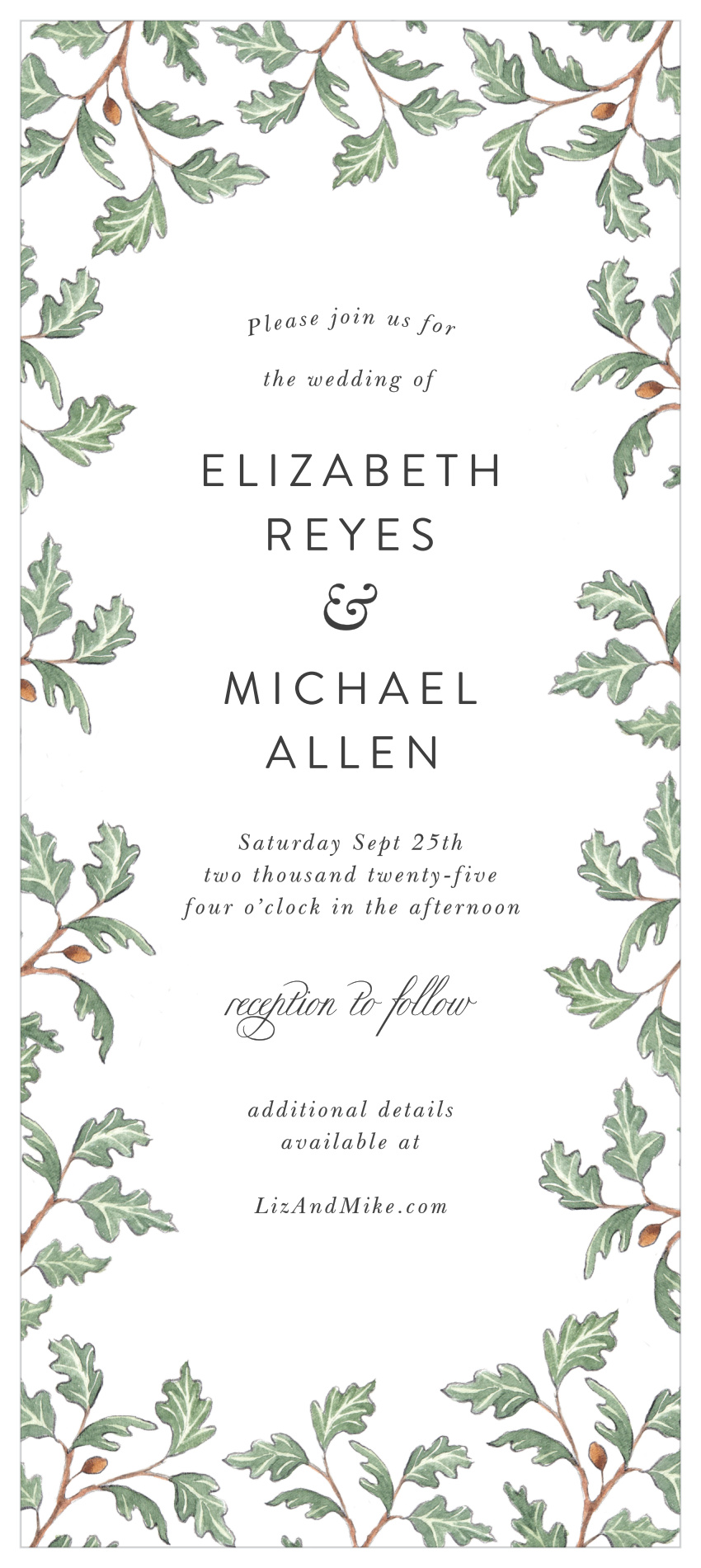 Oak Leaves Tea Wedding Invitations by Basic Invite
