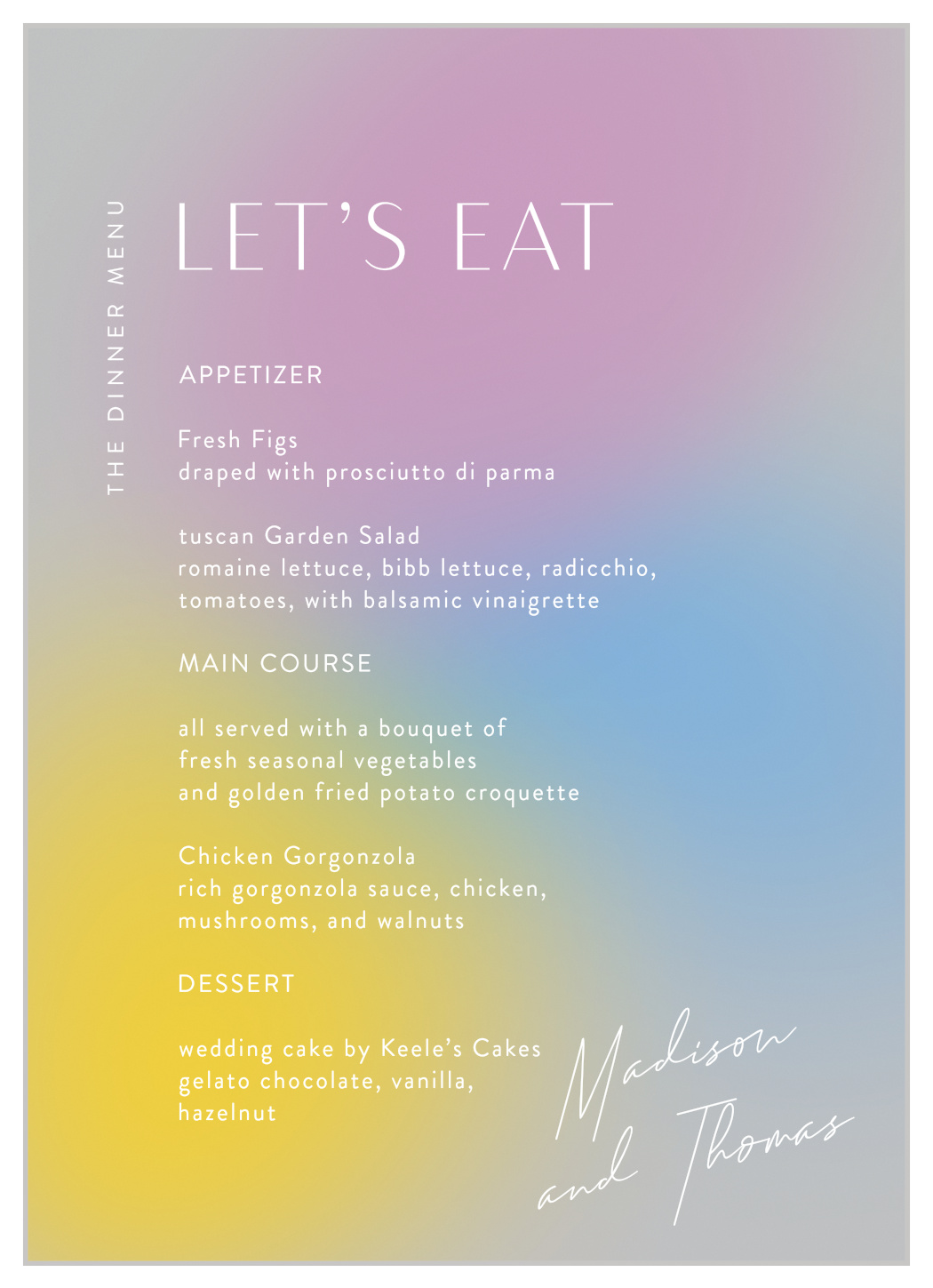 Love Aura Wedding Menus by Basic Invite
