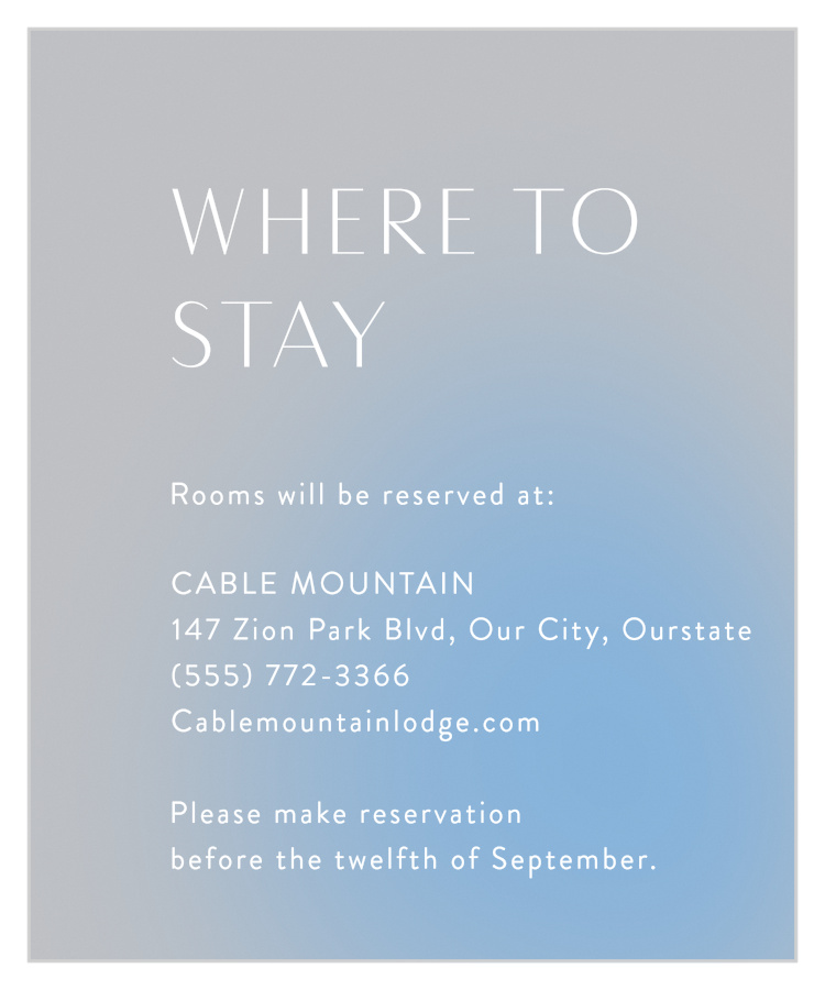 Love Aura Accommodation Cards by Basic Invite