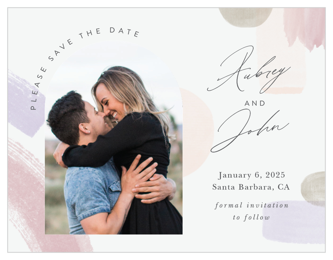 Painted Abstract Save the Date Cards by Basic Invite