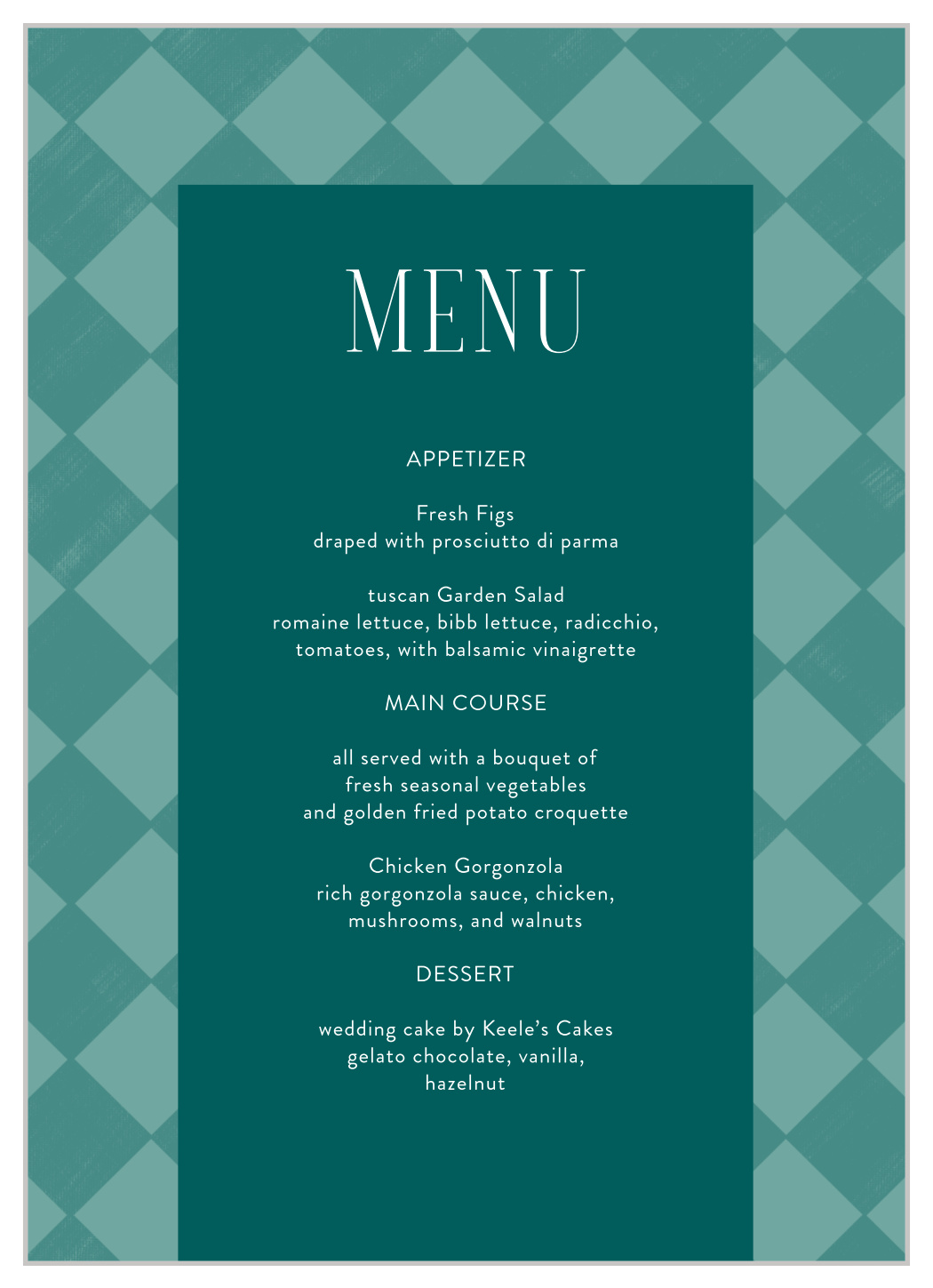 Classic Checker Wedding Menus by Basic Invite
