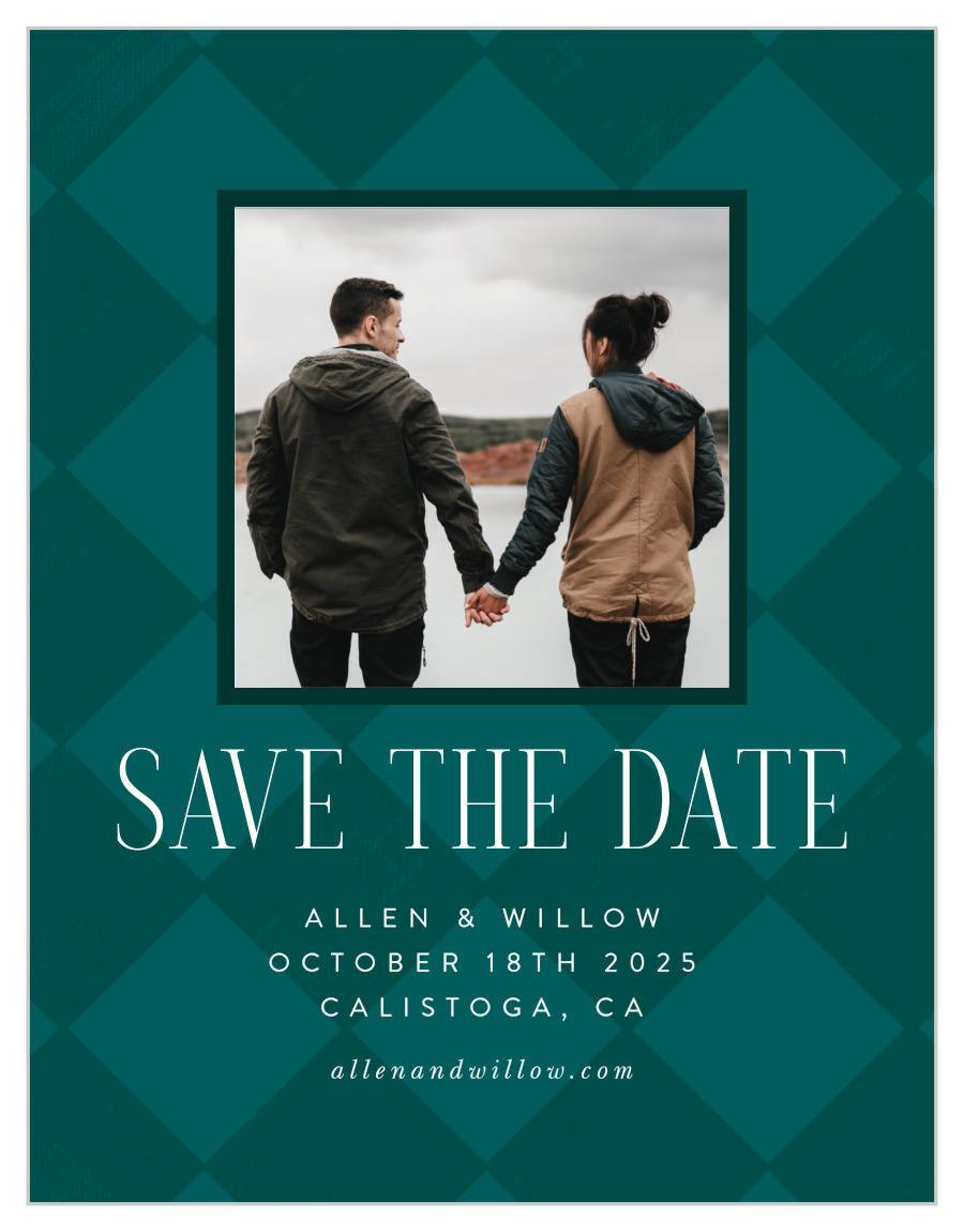 Classic Checker Save the Date Cards by Basic Invite