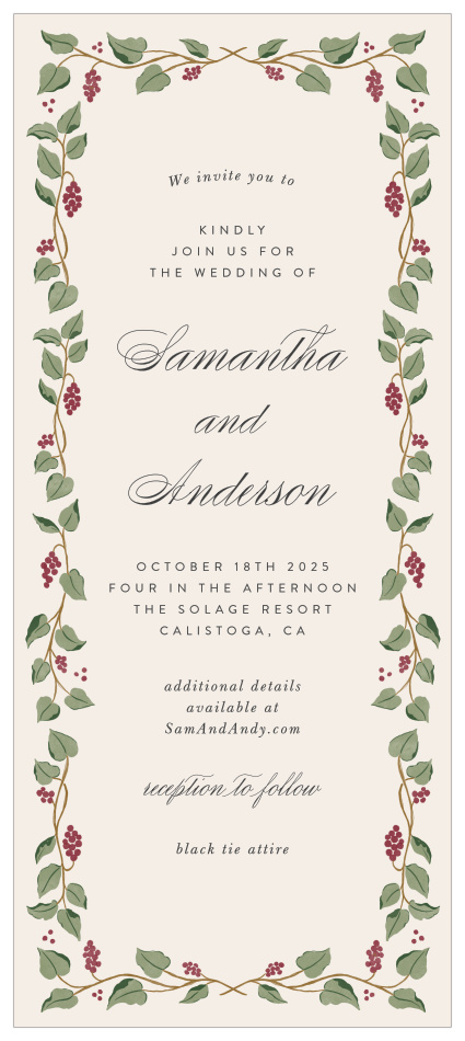 Vines Wedding Invitations - Match Your Color & Style Free!