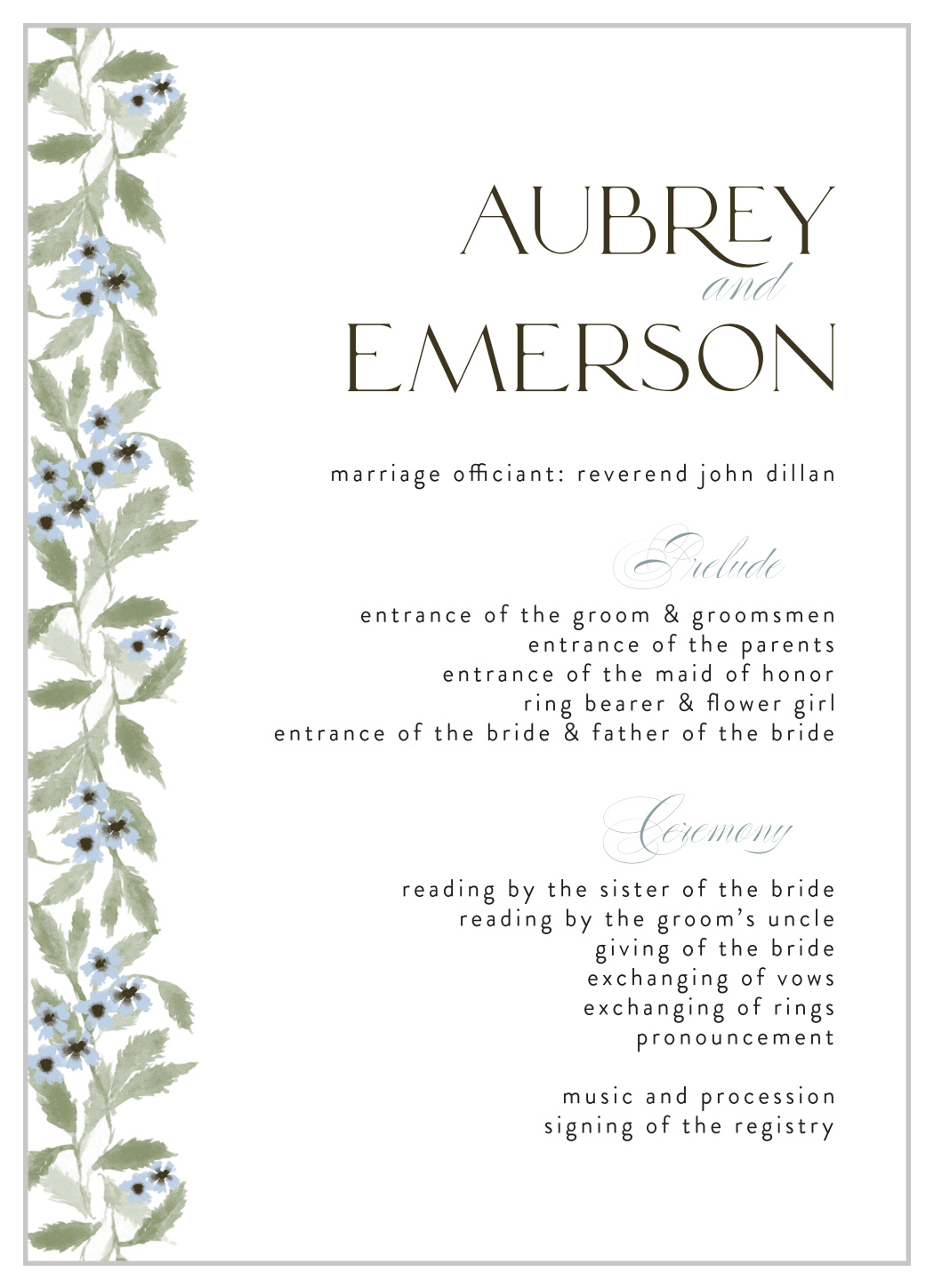 In Alignment Wedding Programs by Basic Invite
