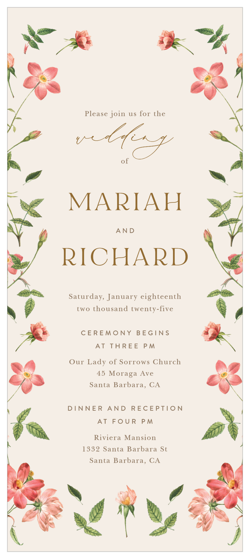 Foraged Florals Tea Wedding Invitations by Basic Invite