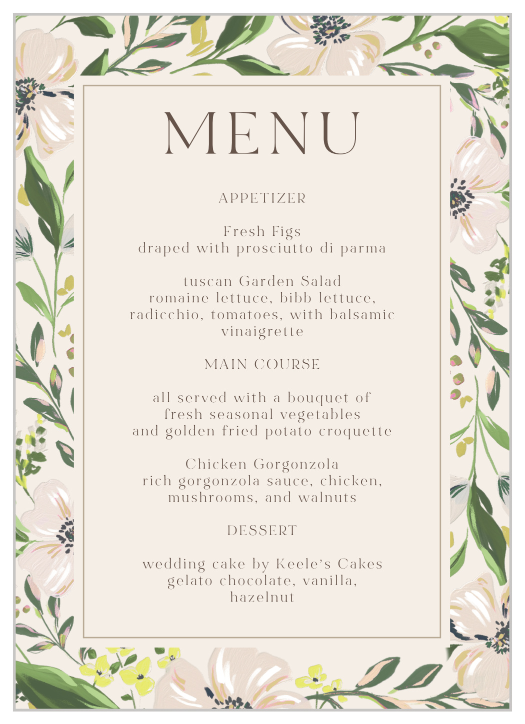 Spring Bouquet Wedding Menus by Basic Invite
