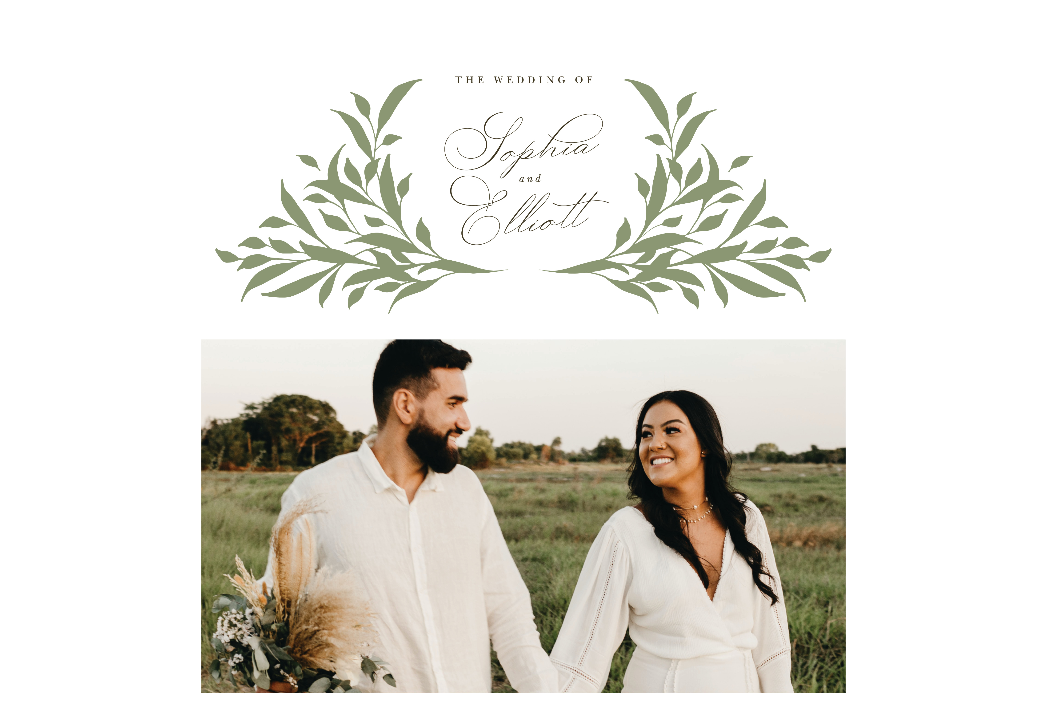 Leafy Crest Wedding Website by Basic Invite