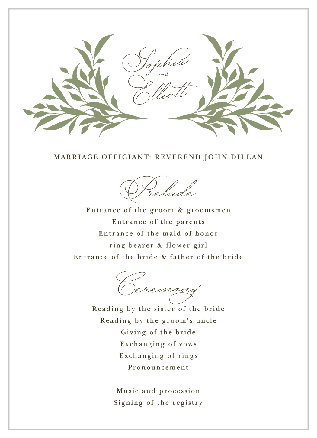 Leafy Crest Wedding Programs by Basic Invite