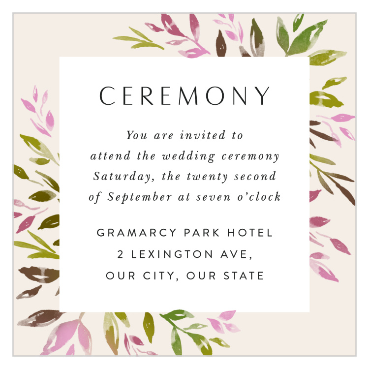 Vibrant Foliage Ceremony Cards by Basic Invite
