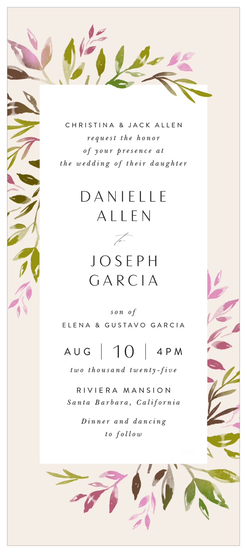 Vibrant Foliage Tea Wedding Invitations by Basic Invite