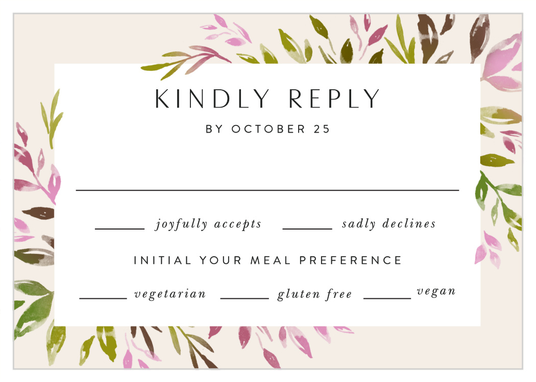 Vibrant Foliage Response Cards by Basic Invite