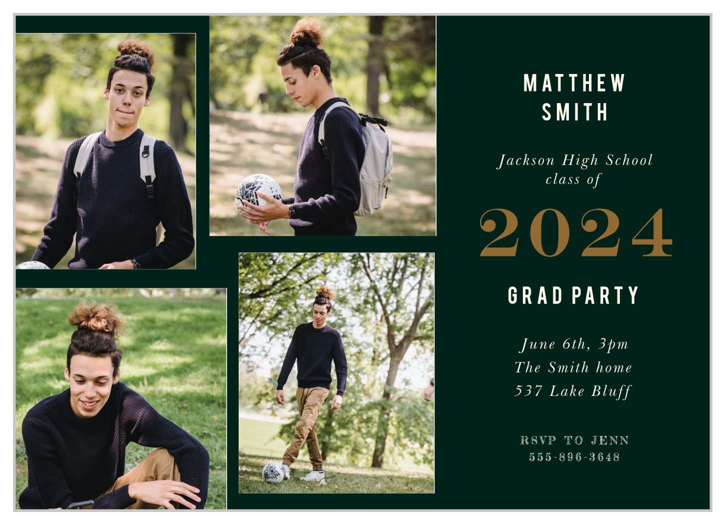 Soccer Player Graduation Invitations by Basic Invite