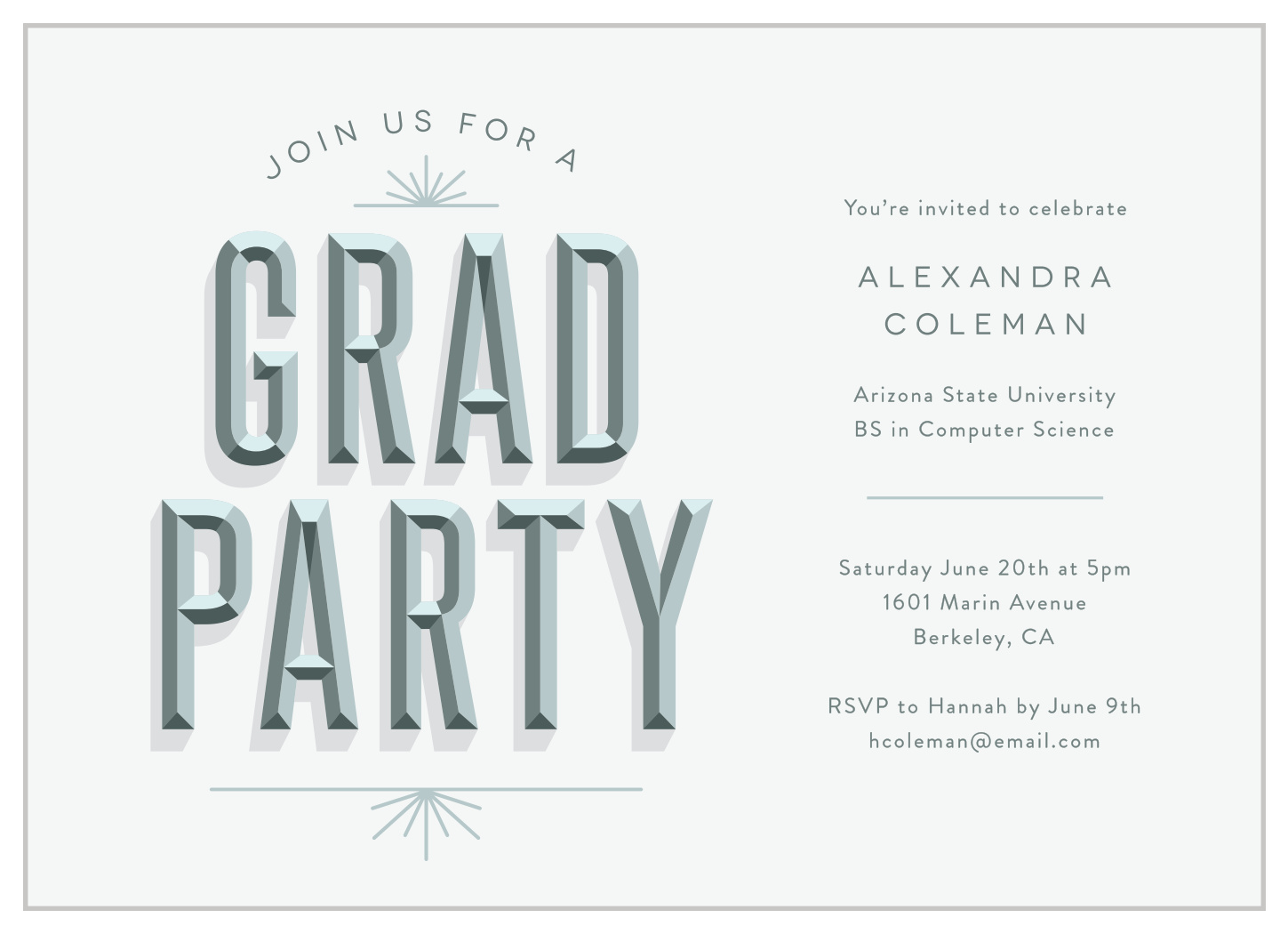 Bevel Grad Graduation Invitations by Basic Invite