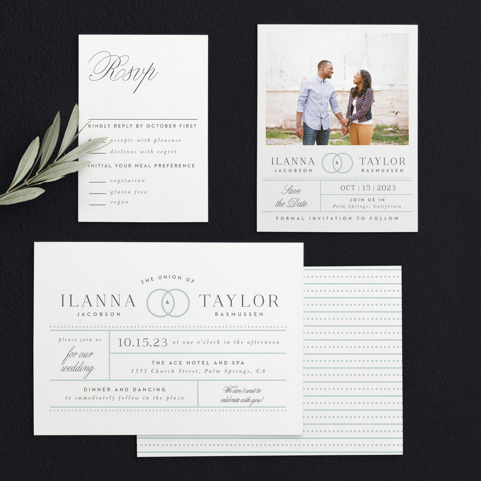 Rings & Stripes Response Cards by Basic Invite