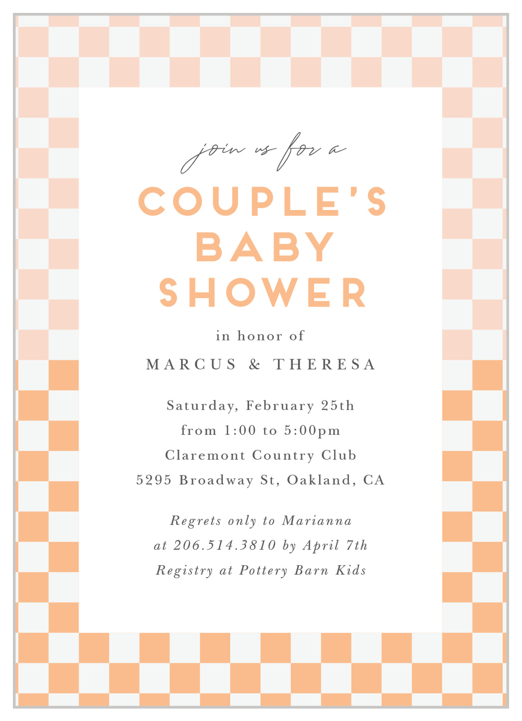 Checkered Couple Baby Shower Invitations by Basic Invite