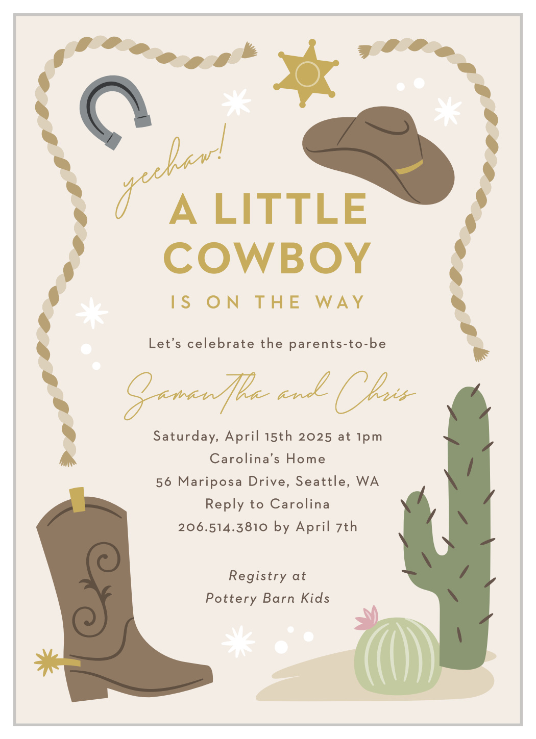 Baby Cowboy Baby Shower Invitations by Basic Invite