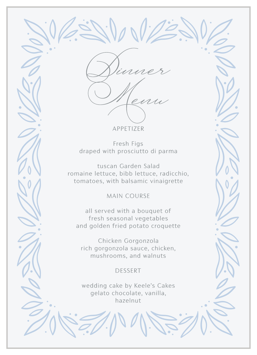 Bursting Frame Wedding Menus by Basic Invite