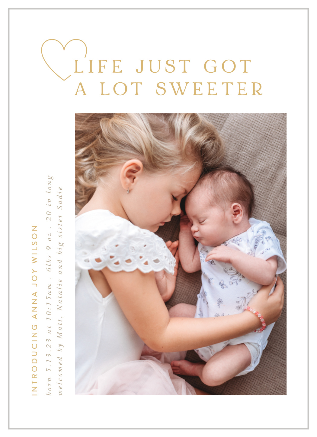 Sweet Heart Birth Announcements by Basic Invite