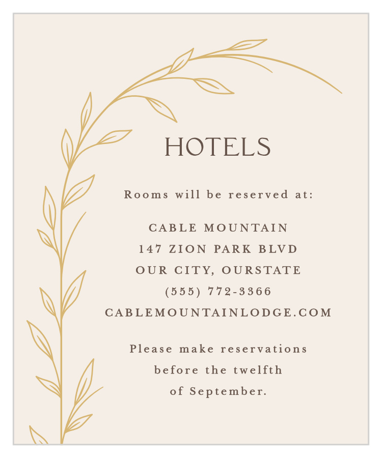 Arched Vine Accommodation Cards by Basic Invite