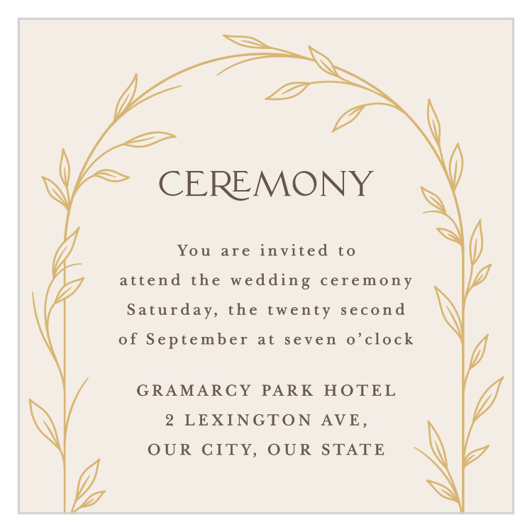 Arched Vine Ceremony Cards by Basic Invite