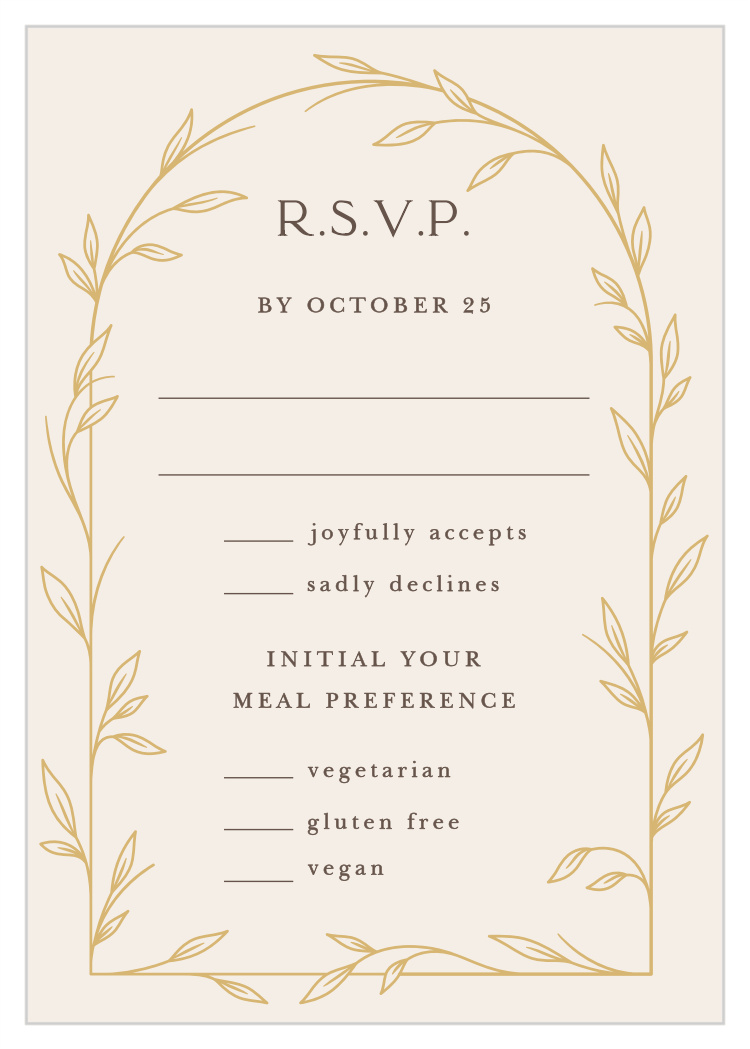 Arched Vine Response Cards by Basic Invite