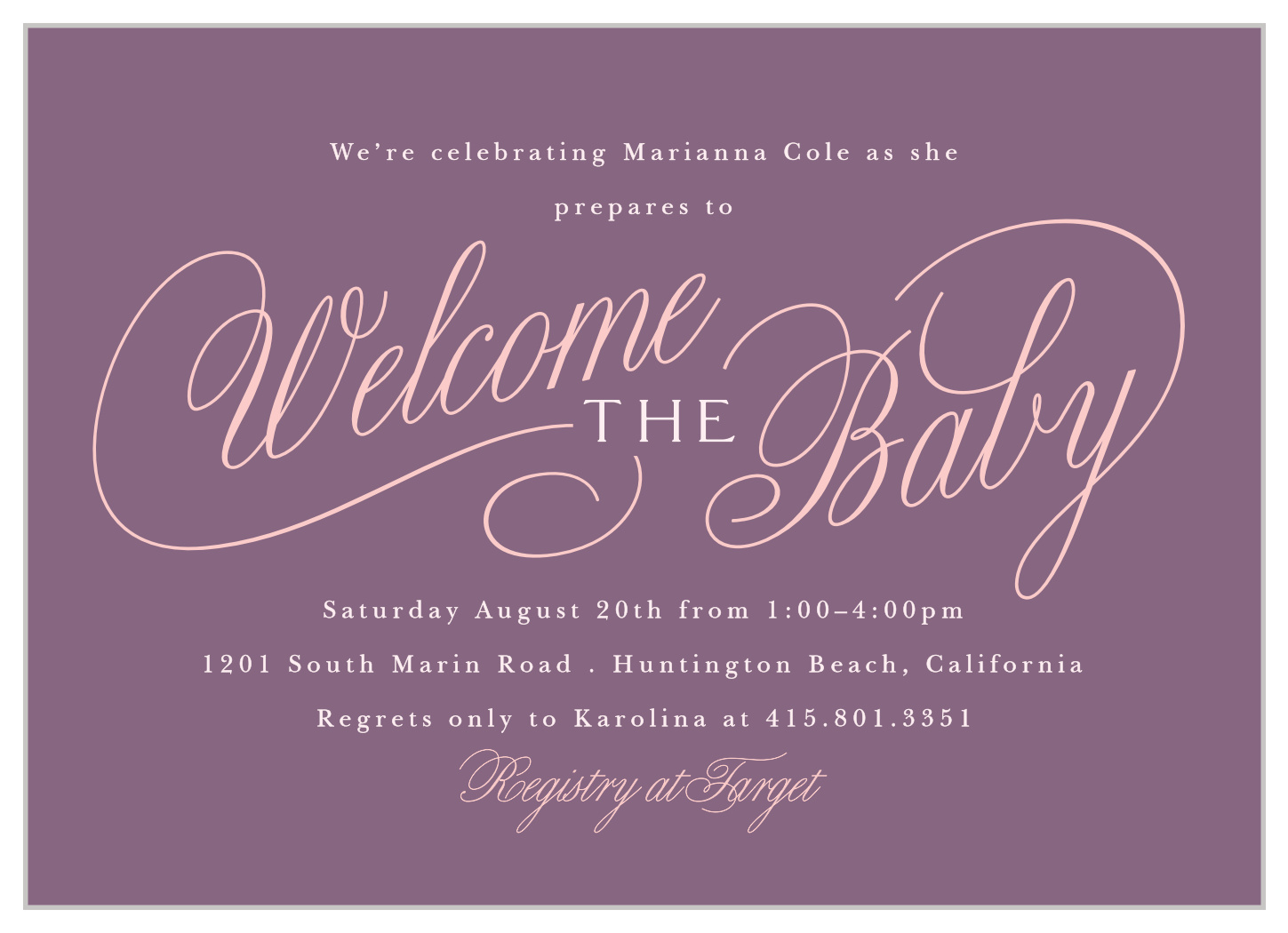 Elegant Welcome Baby Shower Invitations by Basic Invite