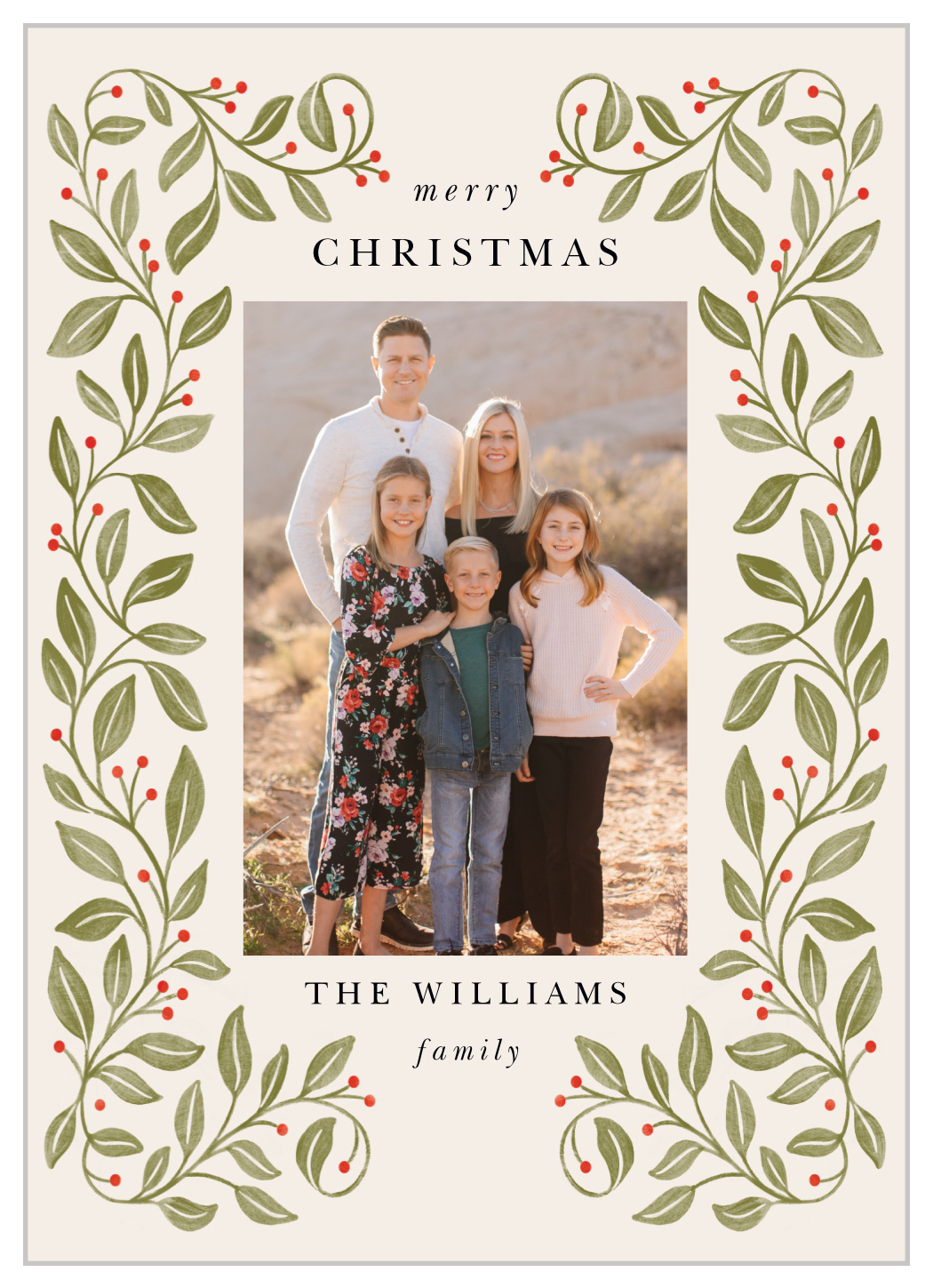 Lovely Foliage Frame Christmas Cards by Basic Invite