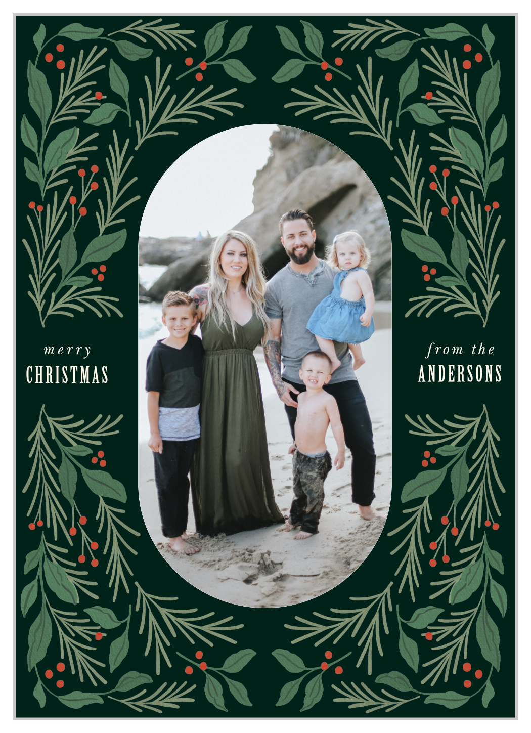 Oval Wreath Frame Christmas Cards by Basic Invite