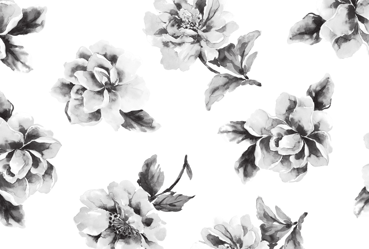 Monochrome Floral Canvas Print TEST by Love vs. Design