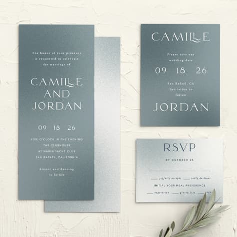 Textured Camille Tea Wedding Invitations by Basic Invite